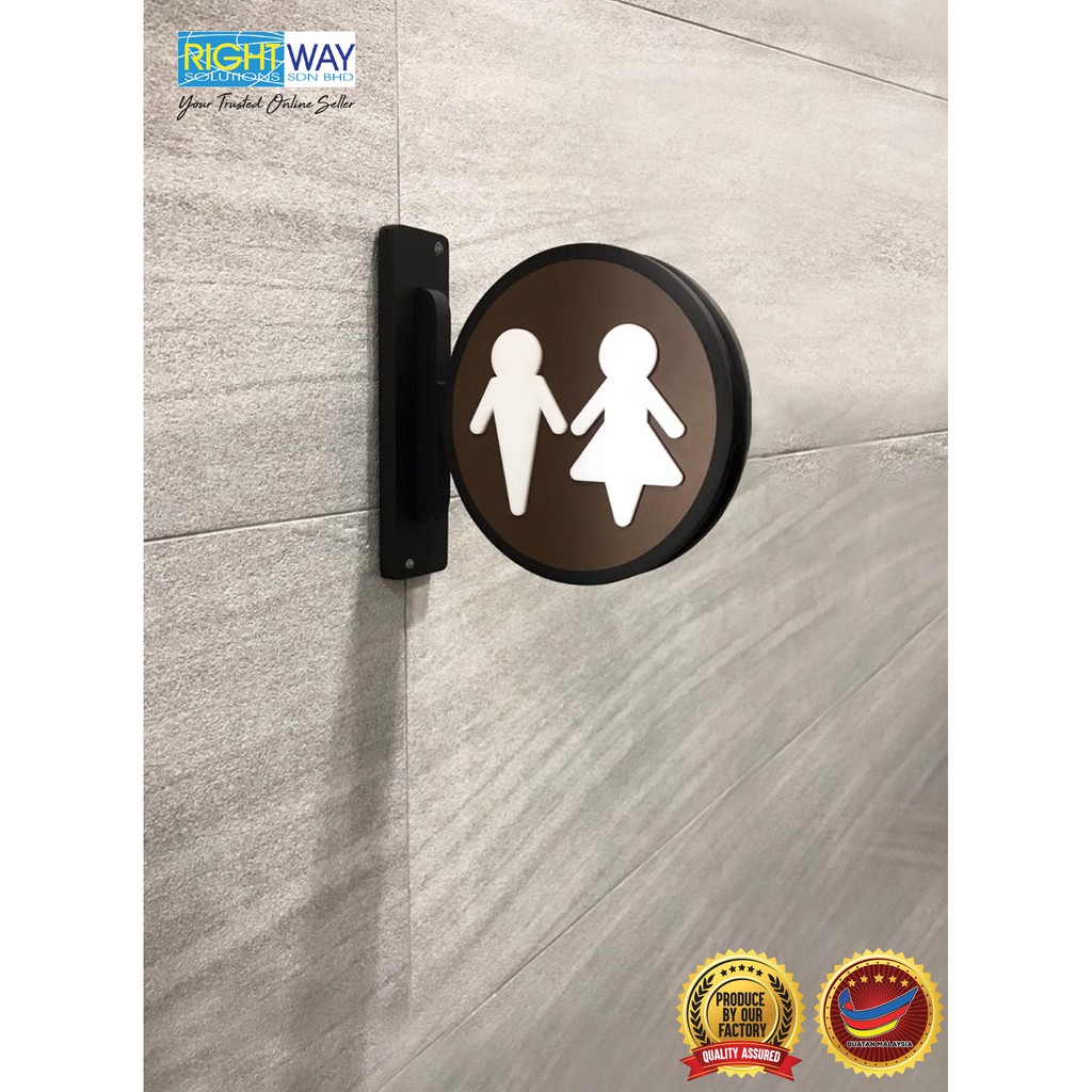 Men & Woman 3D Round Toilet Sign Door Accessories Symbol Sign Foamboard ...