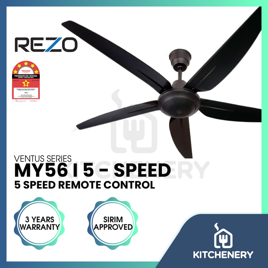 KNY_ SIRIM REZO Fan VENTUS MY56 Ceiling 56" AC Motor Remote Control 5 ...