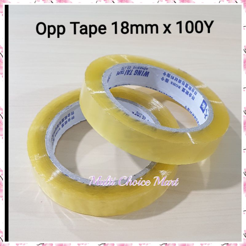 Opp Tape 18mm x 100 yard ( 90 Meter +/- ) / Gum Tape / Tape Tebal ...