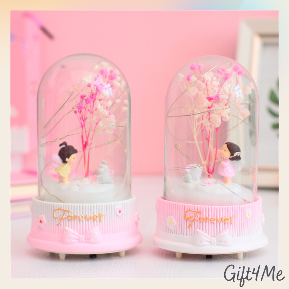 Cute Little Girl and Rabbit Cute Music Box Light Lamp Decoration ...