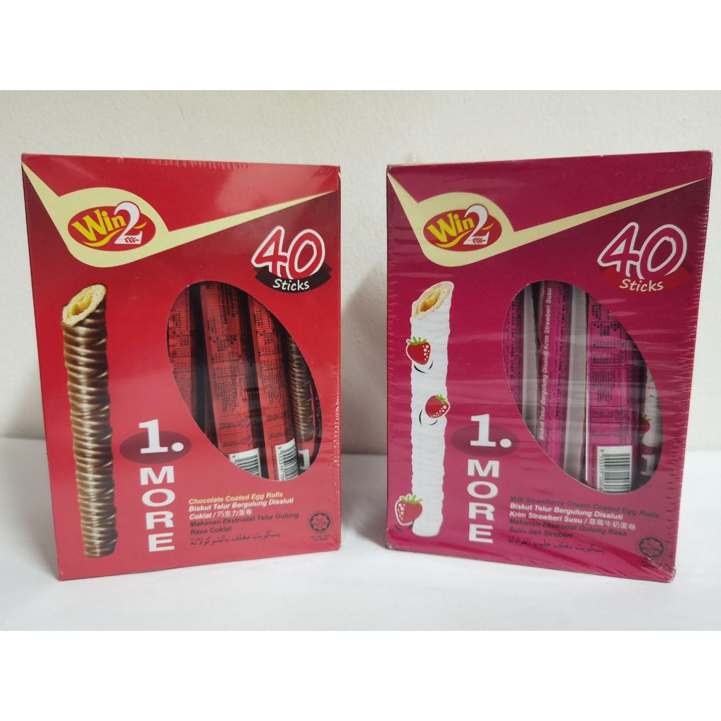 WIN 2 BISKUT TELUR BERGULUNG DISALUTI KRIM STRAWBERRY / CHOCOLATE / 10 g X 40 STICKS | Shopee ...