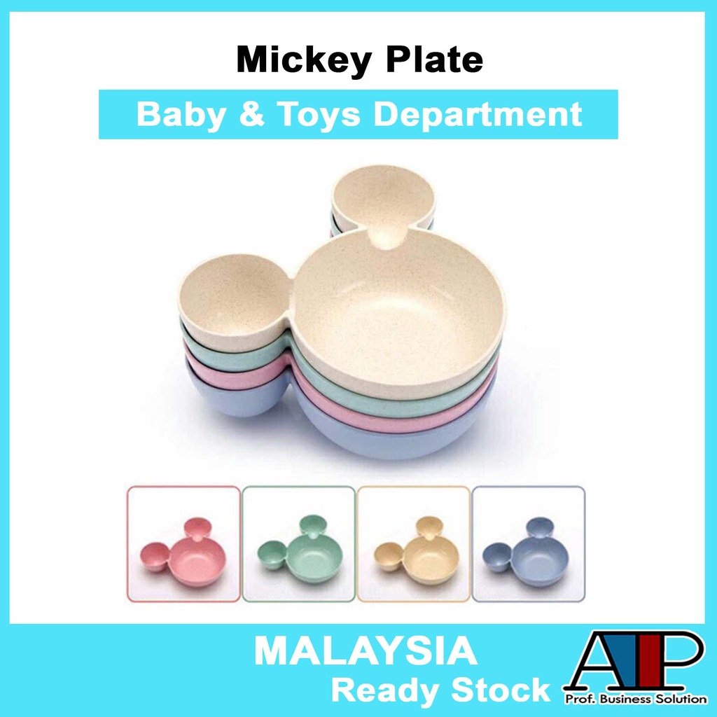 Baby👶🏼 Pinggan Comel Kid Children Dish Plate Set Mickey Feeding Plate ...