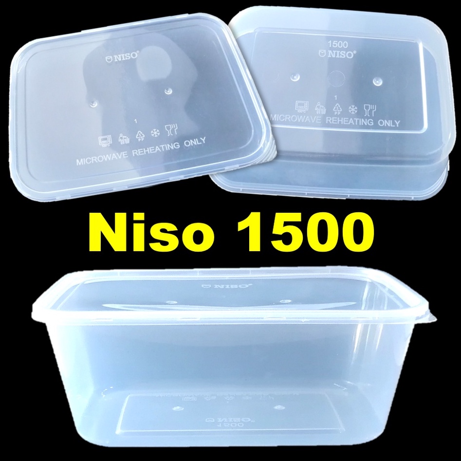 10pcs Niso 1500ml Rectangular Plastic Container with Lid Disposable ...