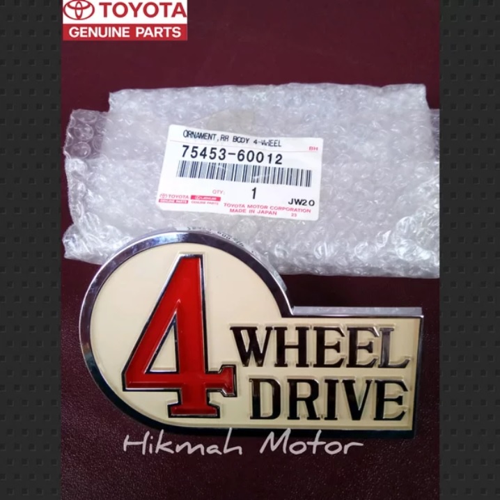 Emblem Logo Writing 4WD Rear Or Rear 4 WHEEL DRIVE Emblem Badge Toyota ...
