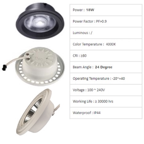 AR111 Recessed Ceiling Spotlight/Downlight & Adjustable Angel Lighting ...