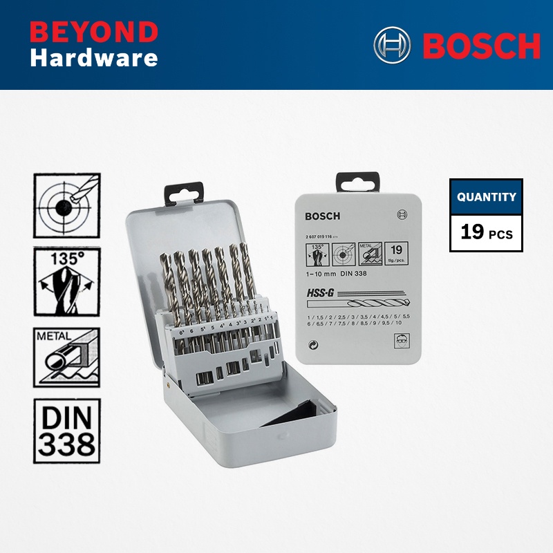 BOSCH 19pcs HSS-G Metal Drill Bit Set - 2607019116 | Shopee Malaysia