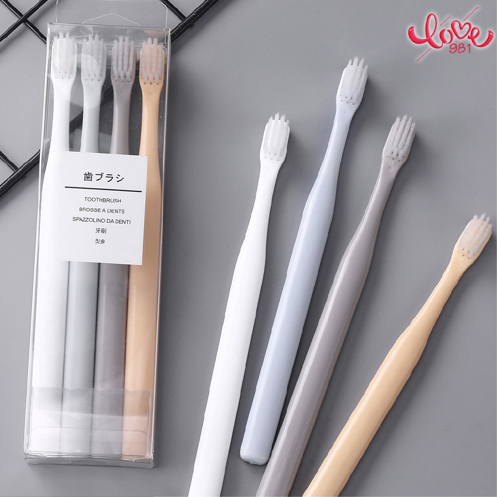 Japanese style four toothbrushes, adult small head soft toothbrush ...