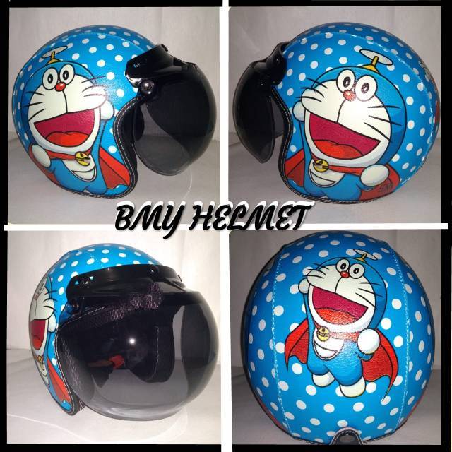 Adult retro bogo helmet with doraemon pulkadot motif. | Shopee Malaysia