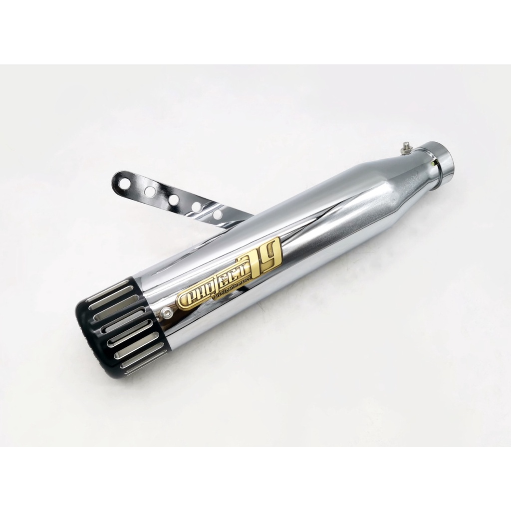 PROJECT 79 MUFFLER UNIVERSAL CHOPPER 59MM BLACK EKZOS SILVER MOTOR ...