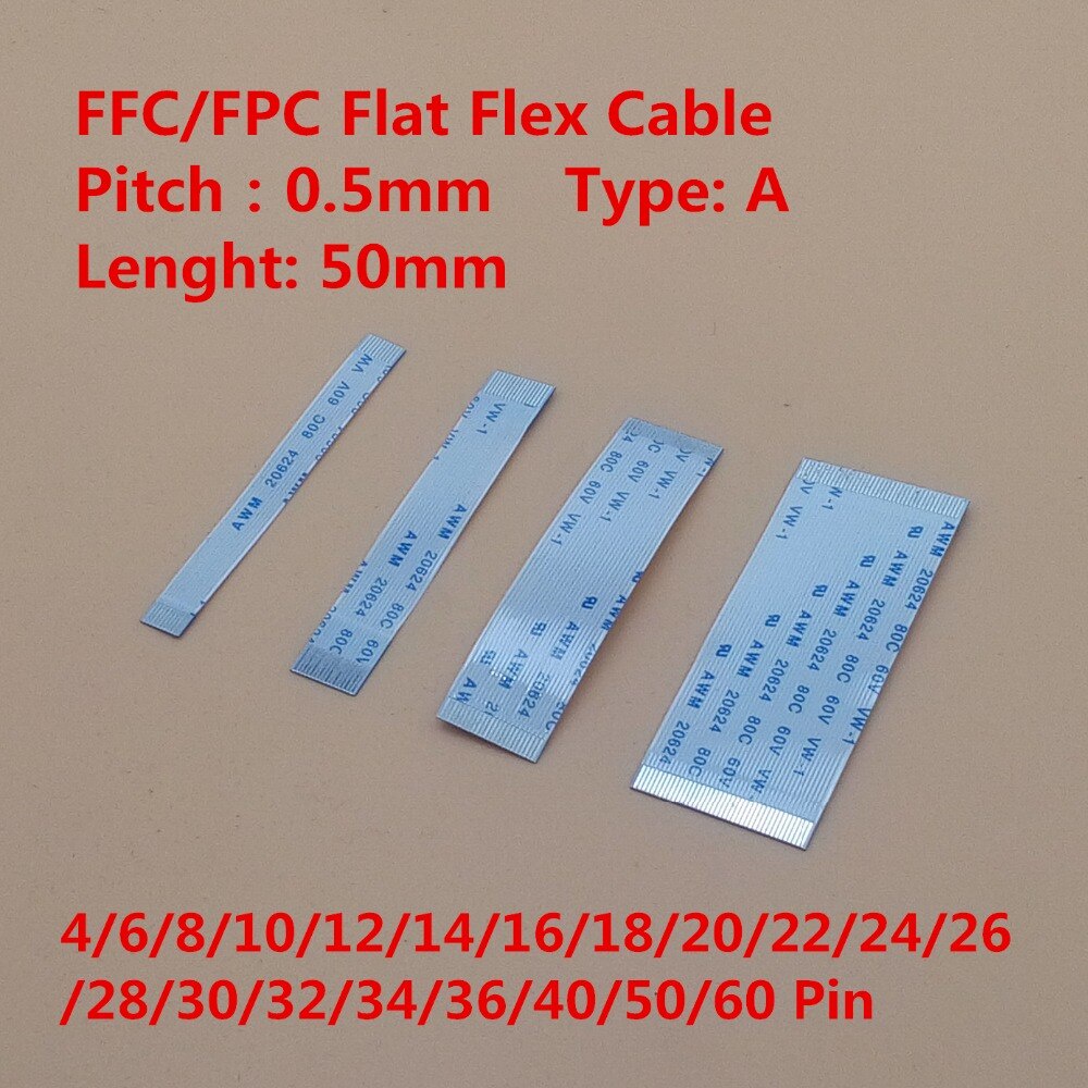 5PCS FFC/FPC Flat Flex Cable 5cm 4/6/8/10/12/14/16/18/20/22/24/26/28 ...