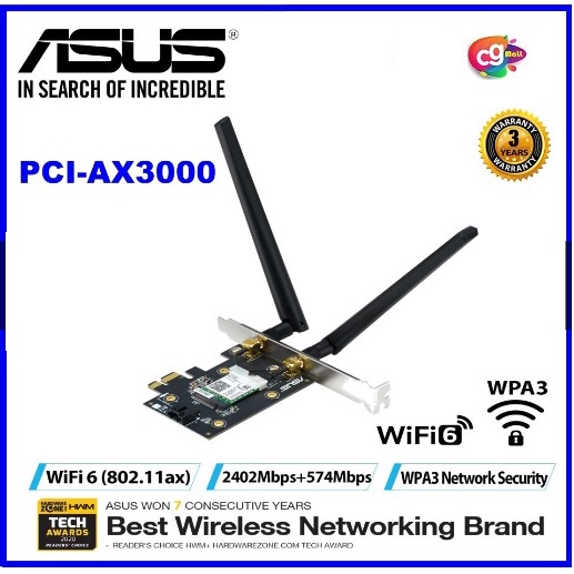 ASUS PCE-AX3000 Ax3000 DUAL-BAND Wi-Fi 6 PCI-E CARD | Shopee Malaysia
