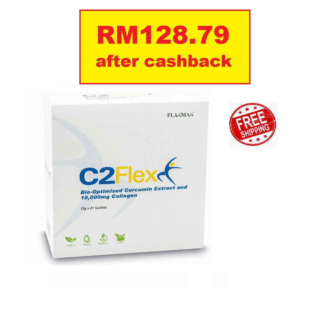 [RM128.79 after cashback] Flaxmax C2Flex Bio-Optimised Curcumin Extract and 10,000mg Collagen ...