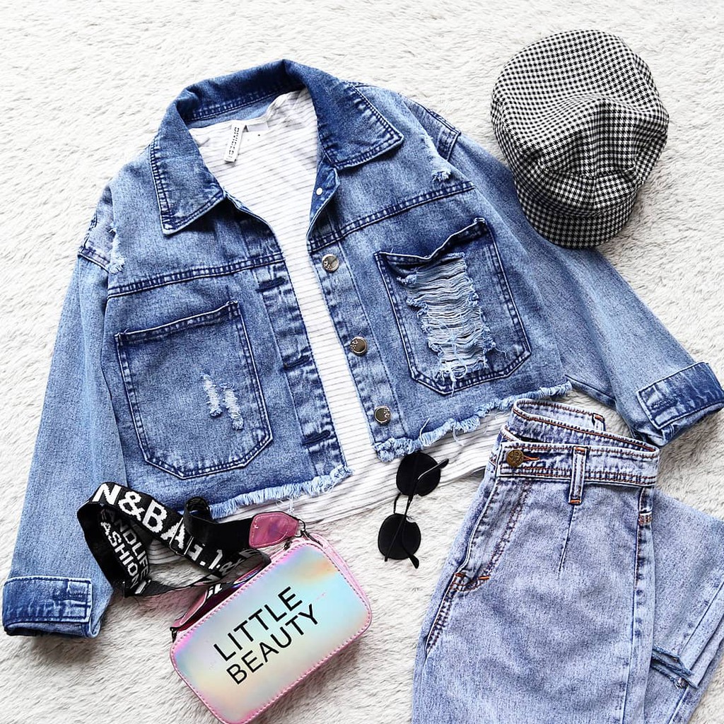 Ripped CROPTY JEANS JACKET CODE FX 705 / WOMEN'S JACKET / ROBEK JACKET ...