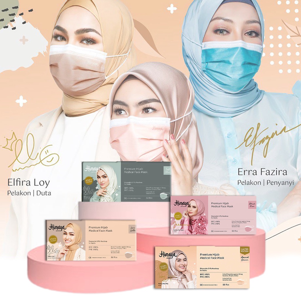 Himaya Soft Premium Hijab 3ply Surgical Disposable Mask Adult Medical ...