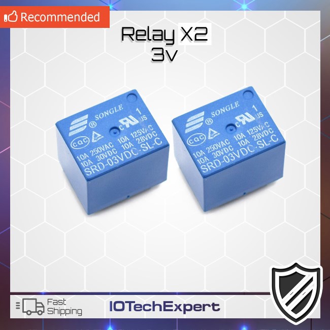 Relay 3v 2pcs arduino SPDT relay switch 3.3v esp8266 IOT 3 volt dc ...