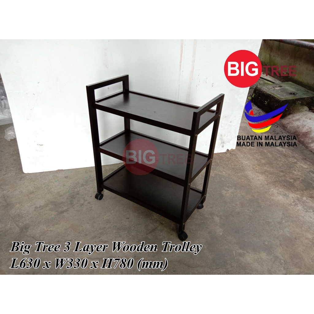 Big Tree Wooden Kitchen Trolley / Solid Wood Trolley / Trolley Kayu ...