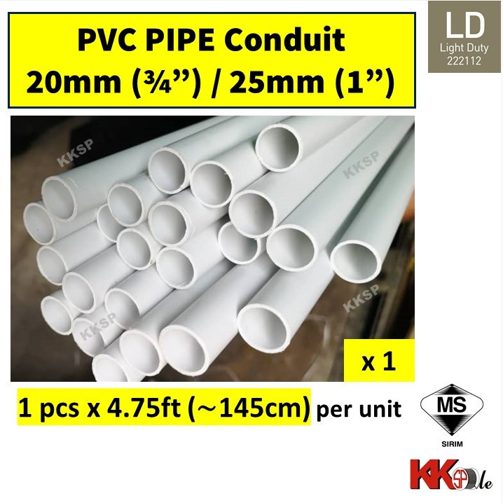1 pc x 4.75ft HERO / KANCIL (SIRIM) 20mm / 25mm PVC Pipe HI-Impact ...