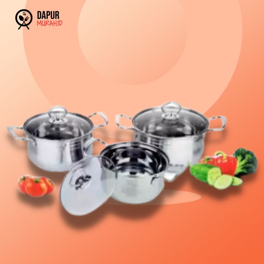 555 SA CG1 Thick Stainless Cookware set 22-20-18 cm | Shopee Malaysia