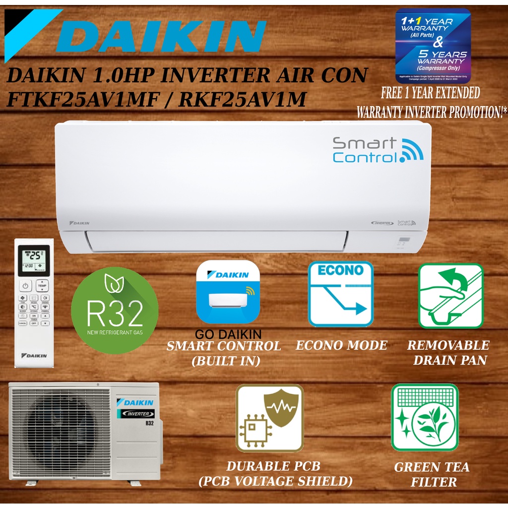 DAIKIN 1.0 HP R32 STANDARD INVERTER AIR CONDITIONER WITH SMART CONTROL ...
