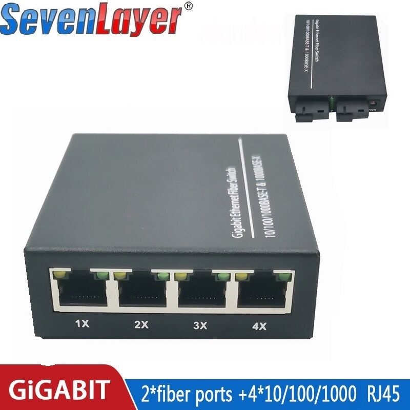 Fiber switch 4 RJ45 UTP 2 SC fiber Gigabit Fiber Optical Media ...