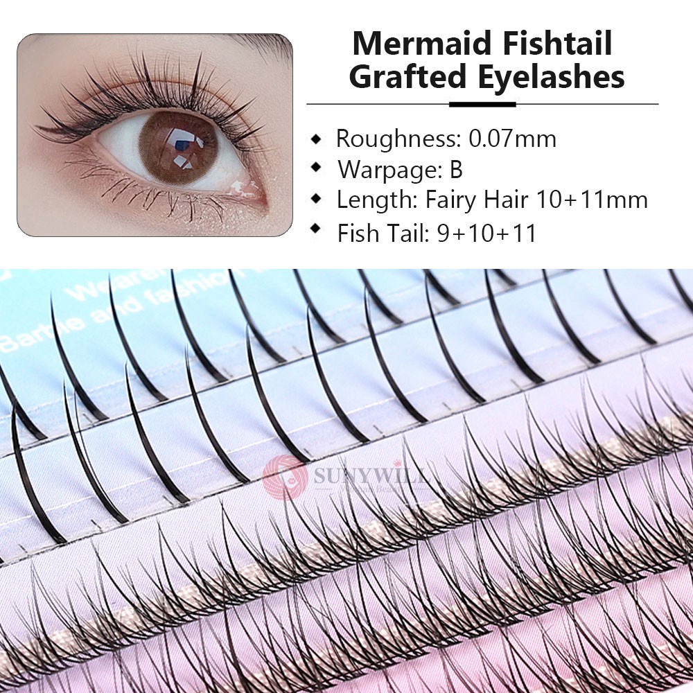 Self Grafting False eyelashes Fishtail + Mermaid Mixed Hair Natural ...