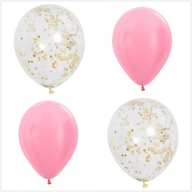 Perfect Pink Gold Confetti Balloons Match set (12pcs) | Shopee Malaysia