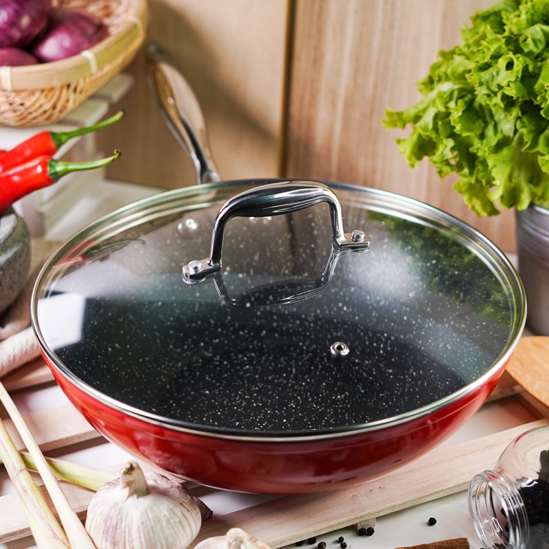 {READY STOCK} {RED} GASTREAUX RED MARBLE WOK (28cm) | Shopee Malaysia