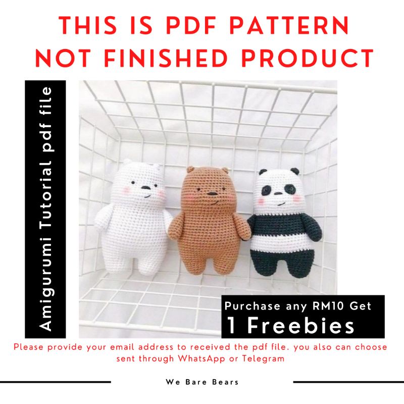 Amigurumi tutorial pdf file We Bare Bears crochet pattern | Shopee Malaysia