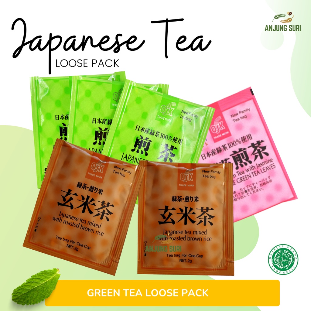 OSK Green Tea Mixed Roasted Japanese Single Sachet Teh Jepun Tanpa Gula Energy Boost Teh Hijau ...