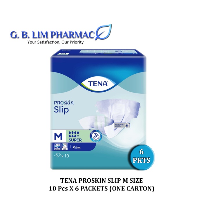 TENA PROSKIN SLIP M SIZE 10 PCS PER PACKET X 6 PACKETS (ONE CARTON) | Shopee Malaysia