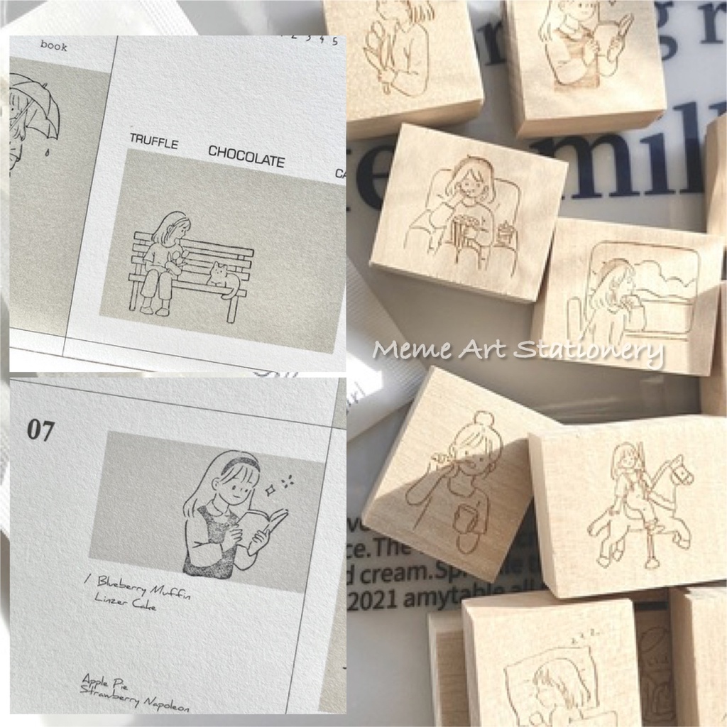 MEME Daily Life Activities Scrapbooking Wooden Stamp Journal Decoration ...