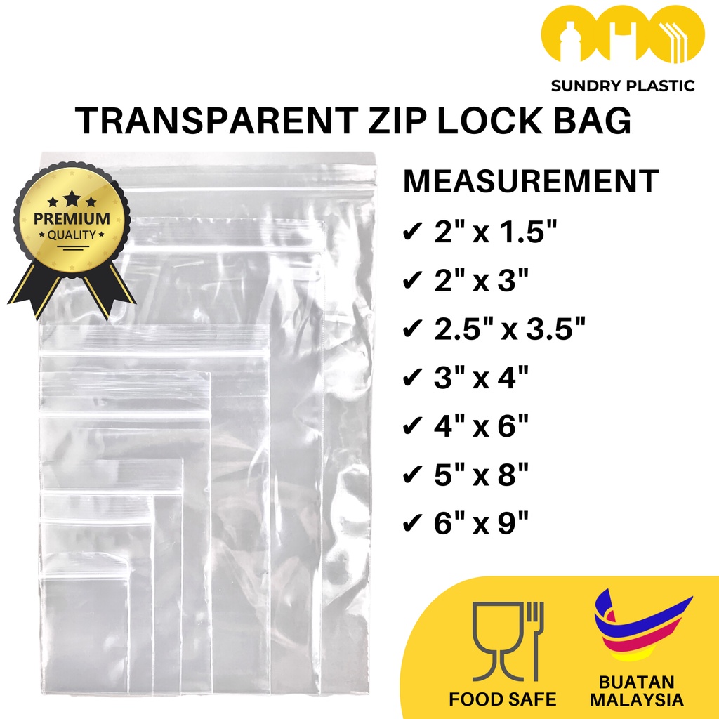 [100pcs/packet] Plastic Transparent Zip Lock Bag / Clear Ziplock ...