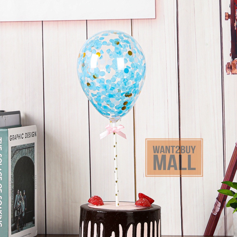 🇲🇾 5 Inch Mini Colorful Confetti Balloon Cake Toppers Shinny Happy ...