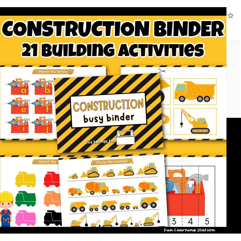 397 Construction Busy Book Printable (PDF) 40 pages Preschool ...