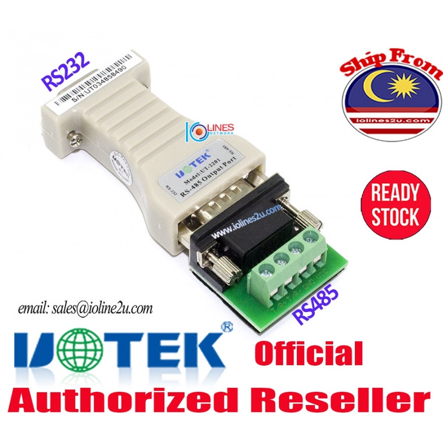 UOTEK UT-2201 RS232 to RS485 bidirectional Passive Serial converter CCTV Card access PLC I/O DB9 ...