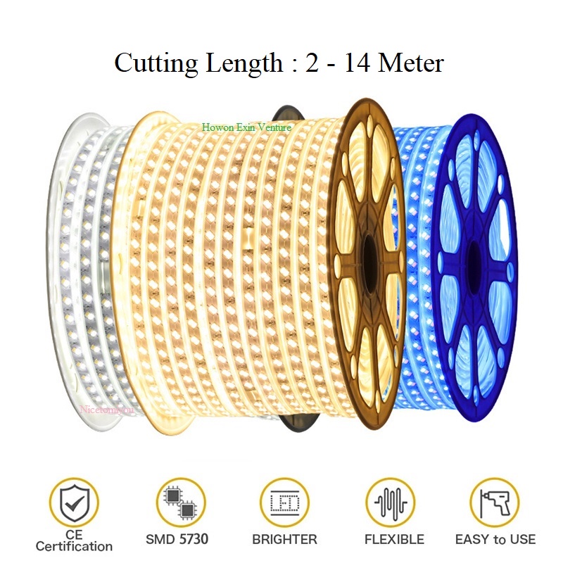 [ READY STOCK ]120LED/M SMD 5730 LED Strip Light AC 220V With Power ...