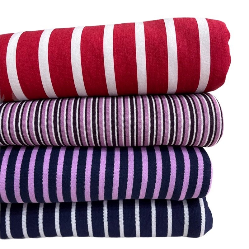 Kain double knit fabric stripe merah putih purple navy | Shopee Malaysia
