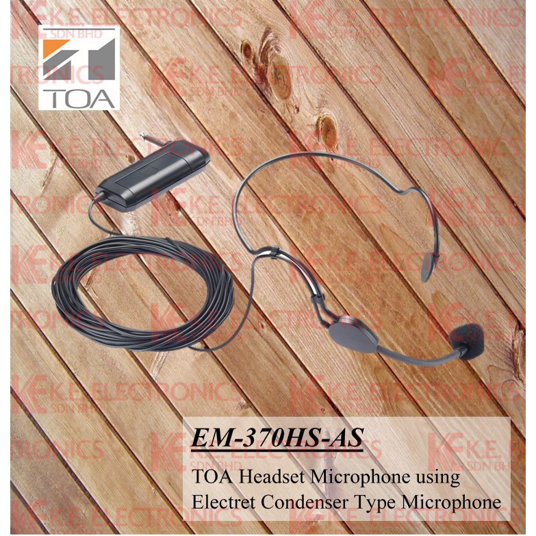 TOA EM-370HS AS Battery Type Headset Microphone c/w 10 Meter Cable ...
