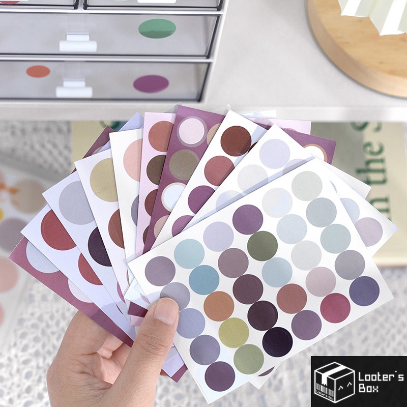 Set of 10 Colorful Morandi Rainbow Round Dot Sticker Pack for Journal ...