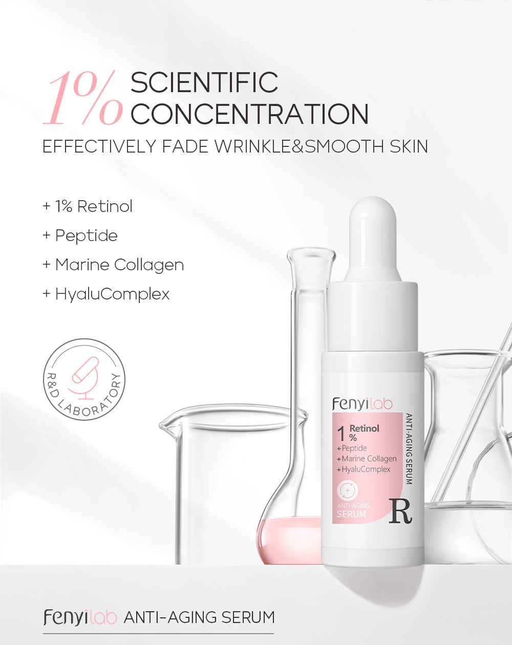 Fenyi Lab Retinol 3% AHA Peeling Serum Smoothing Rough Skin Niacinamide ...