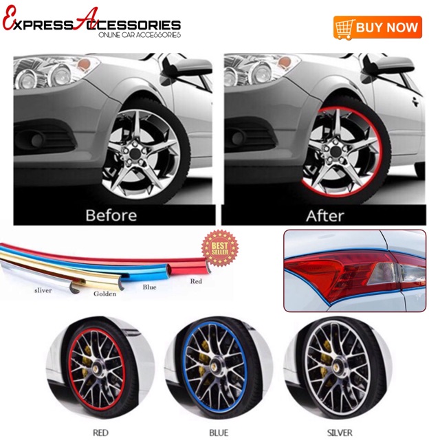 8M Car Wheel Rim Sticker Chrome Wheel Decoration Auto Tire Rims Plated ...