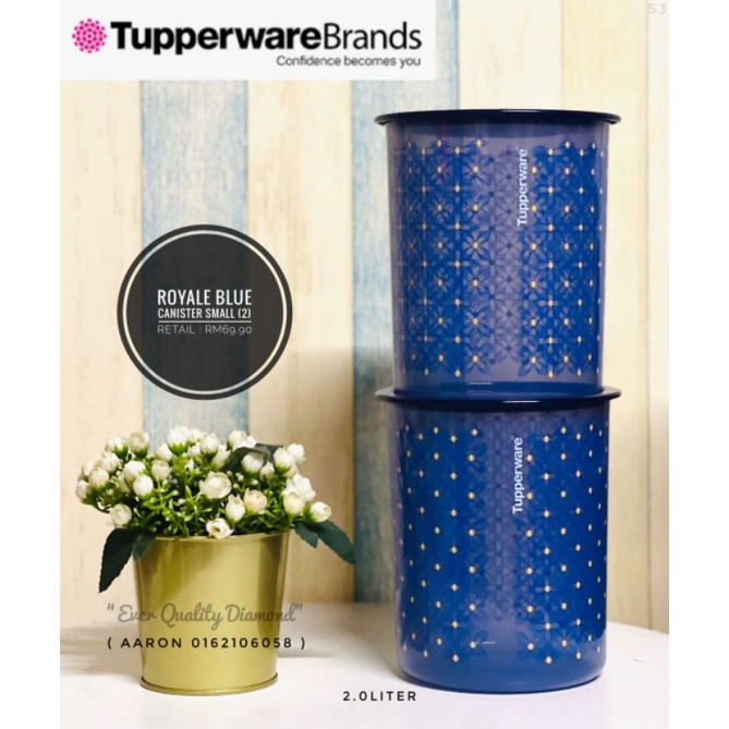 Ready Stock !!! Original Tupperware Royale Blue One Touch Canister 2.0L | Shopee Malaysia