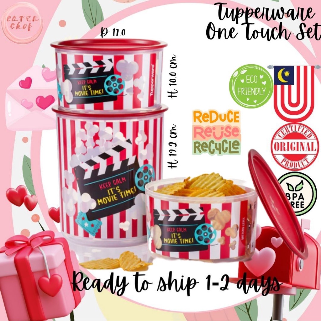 🎁 Hadiah Tupperware🎁Wish card 🎁 Ready Stock Tupperware Movie Snack One ...