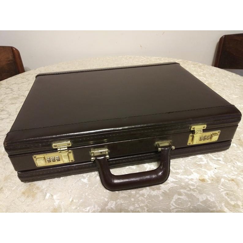 Vintage Briefcase Dual Locking 3 Digit Combo Locks, Padded Gold Accents ...