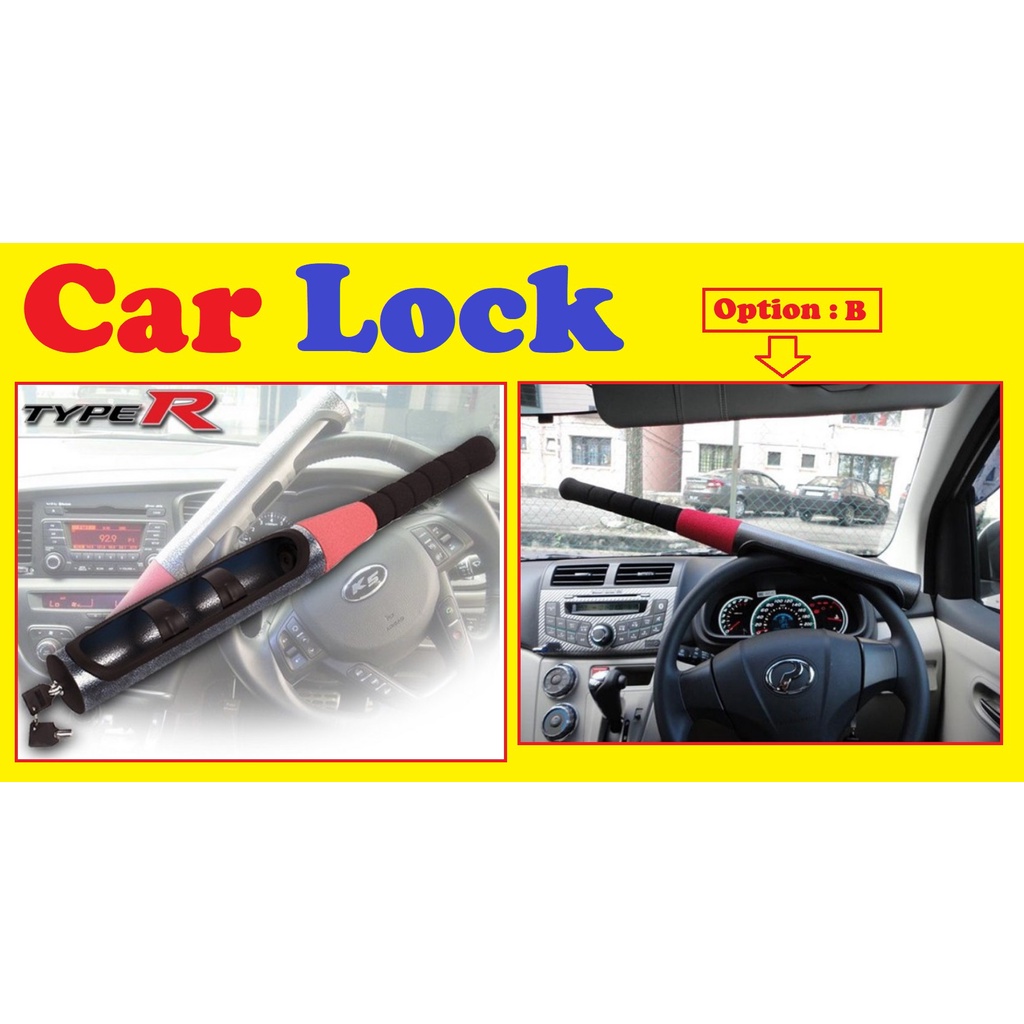 Kunci Lock Stereng Keselamatan Kereta Stering Car Steering Wheel Rod ...