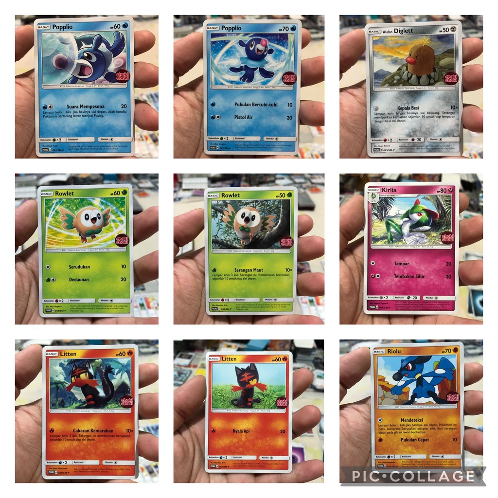 Pokemon Card TCG Card Choki Choki Pokemon Rowlet Litten Popplio Diglett ...