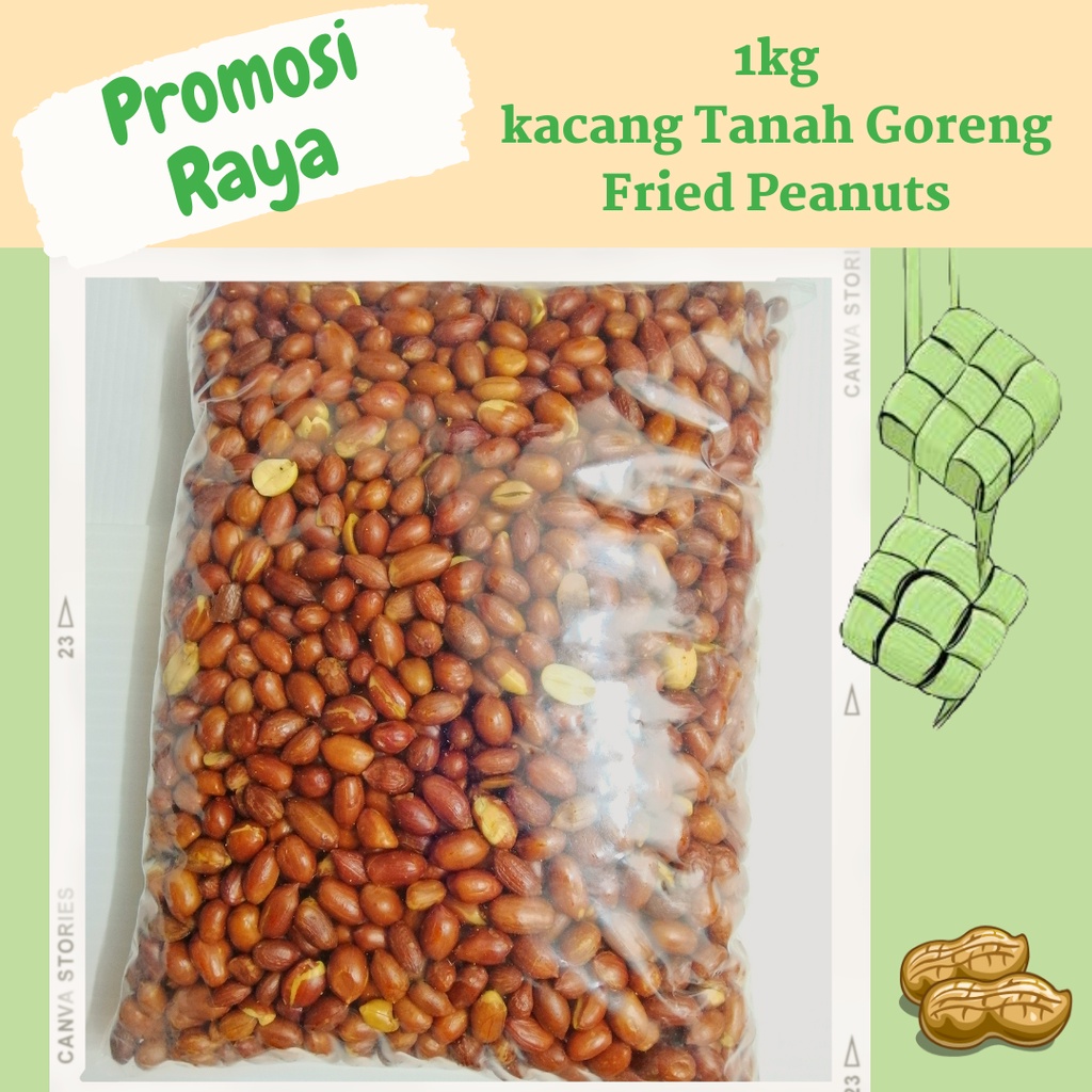 ( Promosi Raya ) 1kg Rangup Kacang Goreng Tiada Garam / 1kg Crispy ...