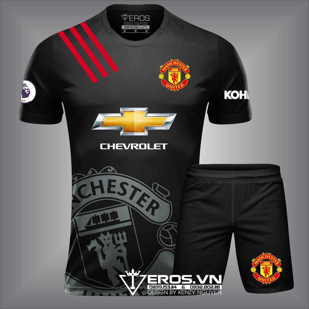 Manchester UNITED Football Kit Black, super cool elastic material ...
