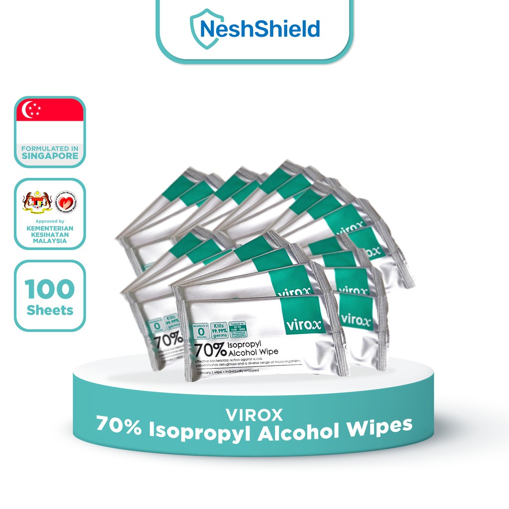 NeshShield VIROX 70% Isopropyl Alcohol Wipes/ Wet Tissue (100PCS ...