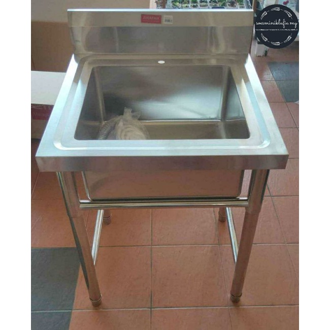 Stainless Steel Single Bowl Sink with Stand sinki berkaki steel L60 x ...